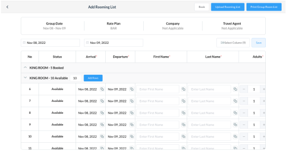 Add a Group Rooming List